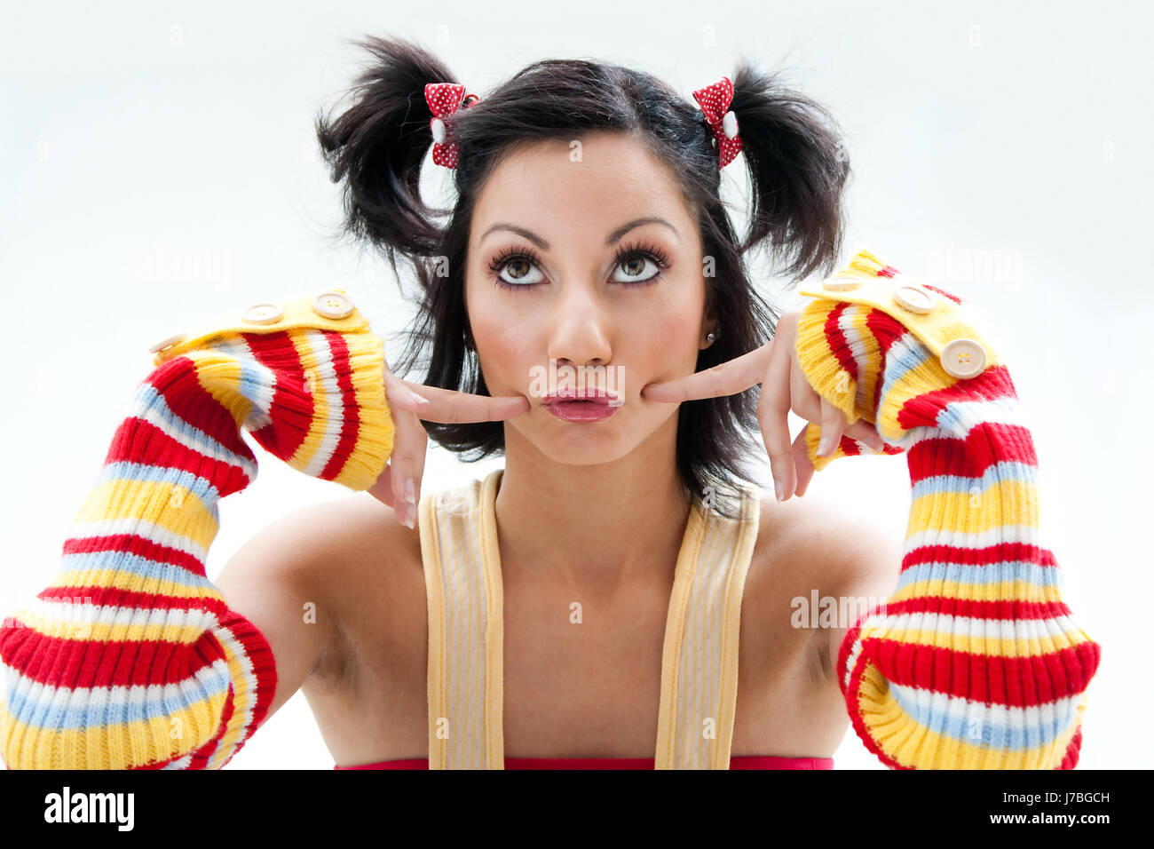 playful face expression teenager colorful maddening pert coquettish ...