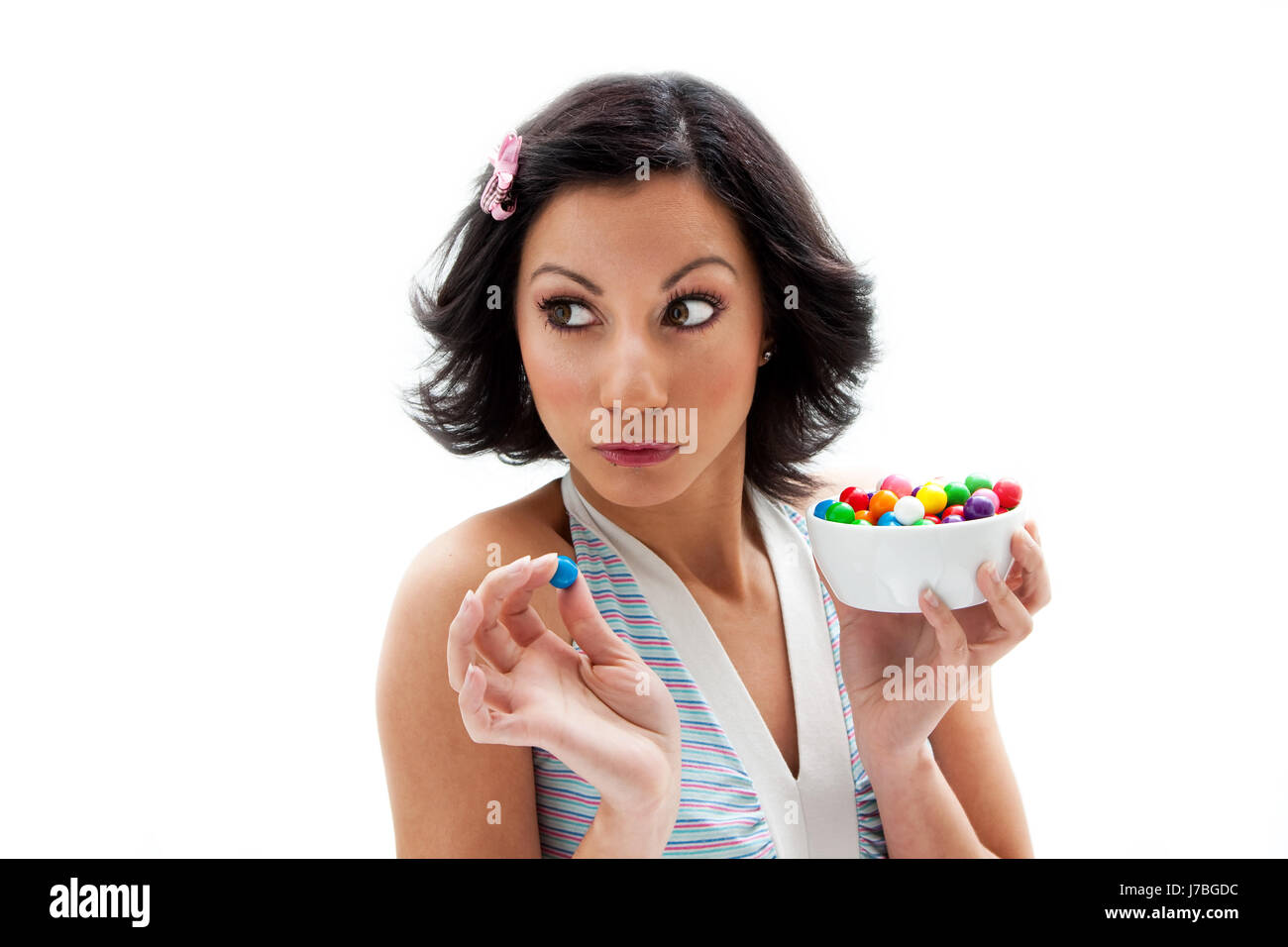 food aliment sweets female candy teenager girl girls woman blue finger ...