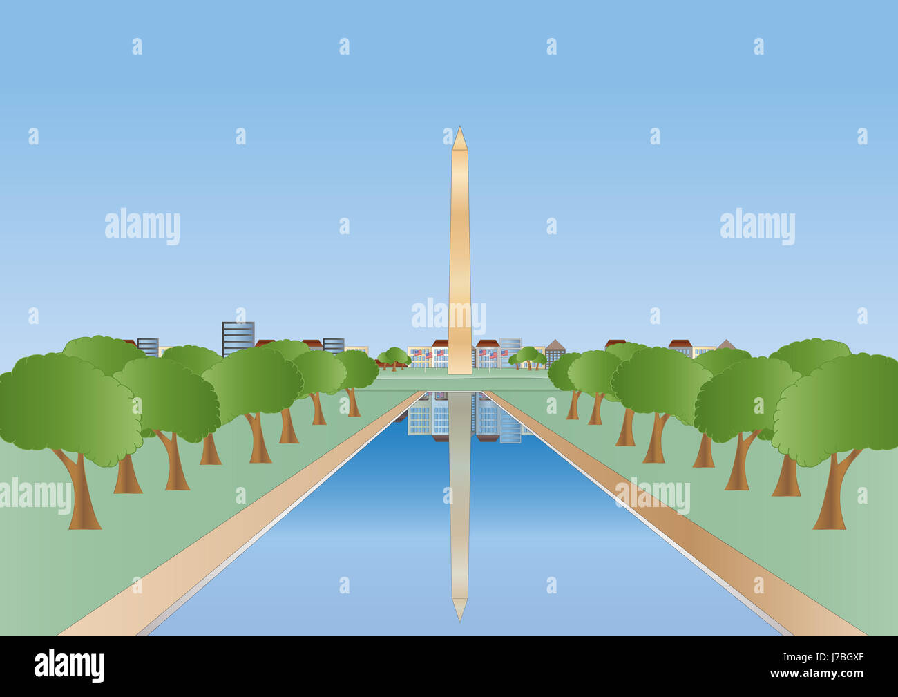 monument blue city town monument tree trees graphic usa sightseeing ...