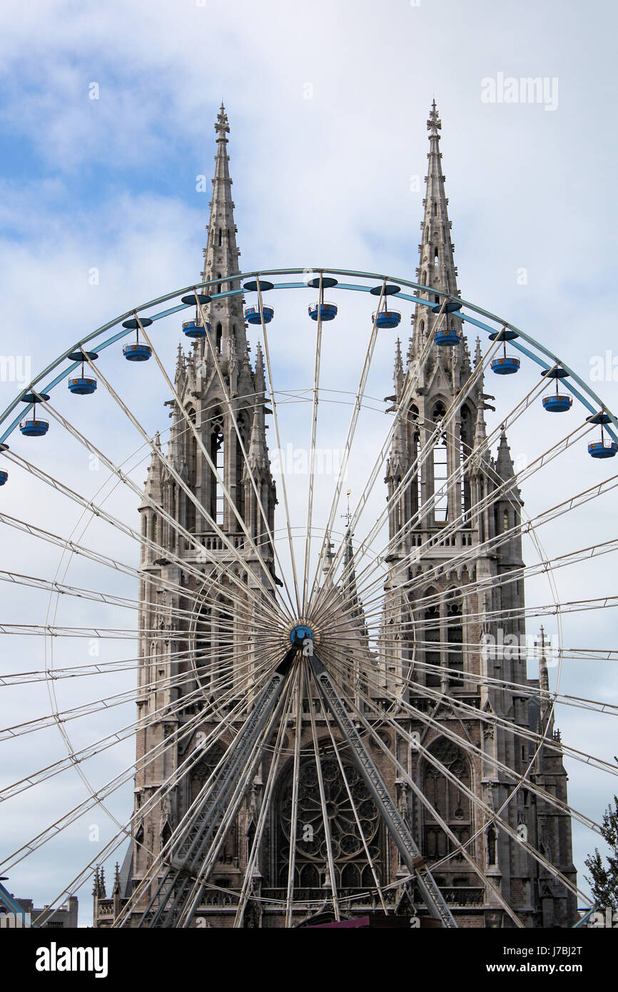 church cathedral belgium wheel ferris wheel giant wheel gothic tower ...