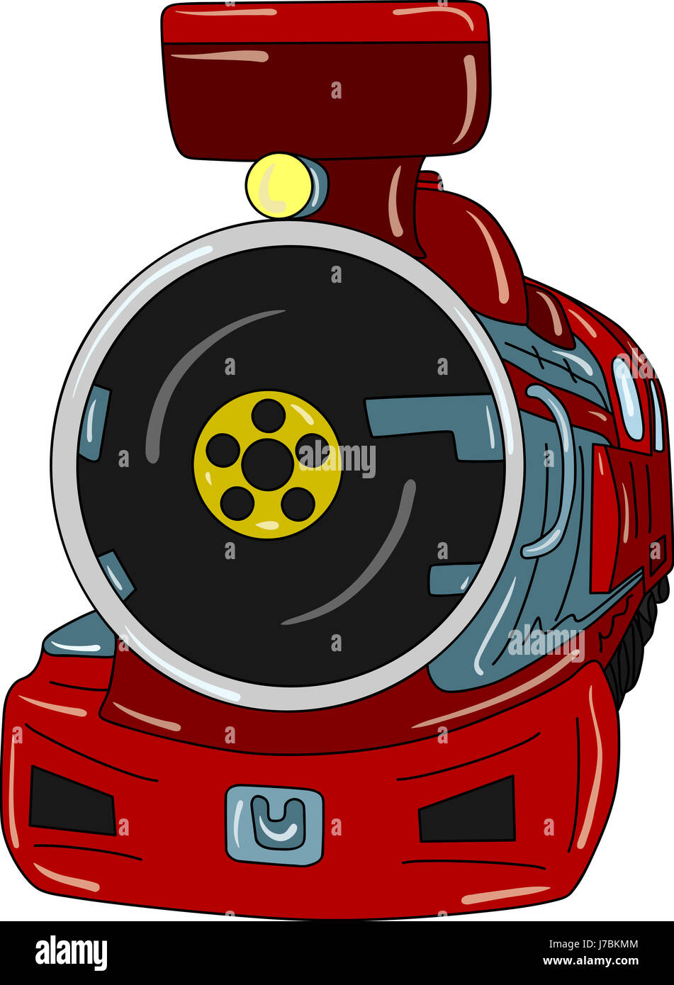 isolated illustration draw cartoon railway locomotive train engine ...