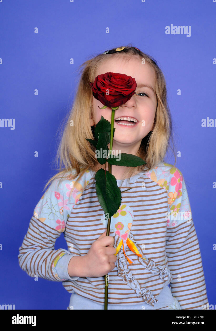 little girl with red rose Stock Photo - Alamy