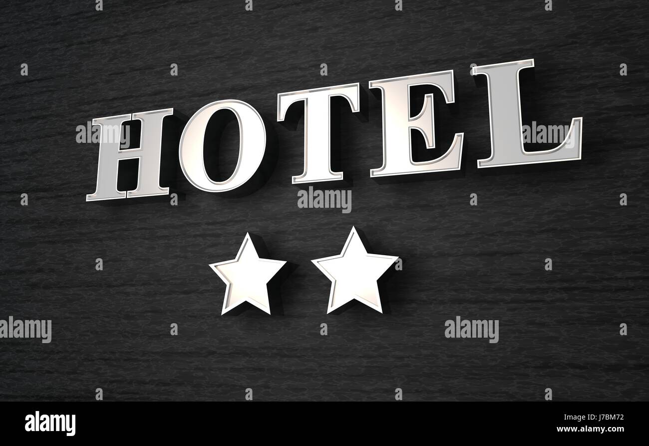 2 star hotel shield silver on black Stock Photo - Alamy