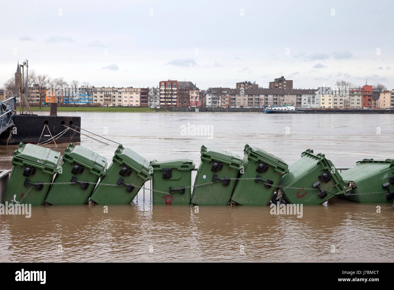 rhine navigation harbor harbours flood high tide river water rhine ...