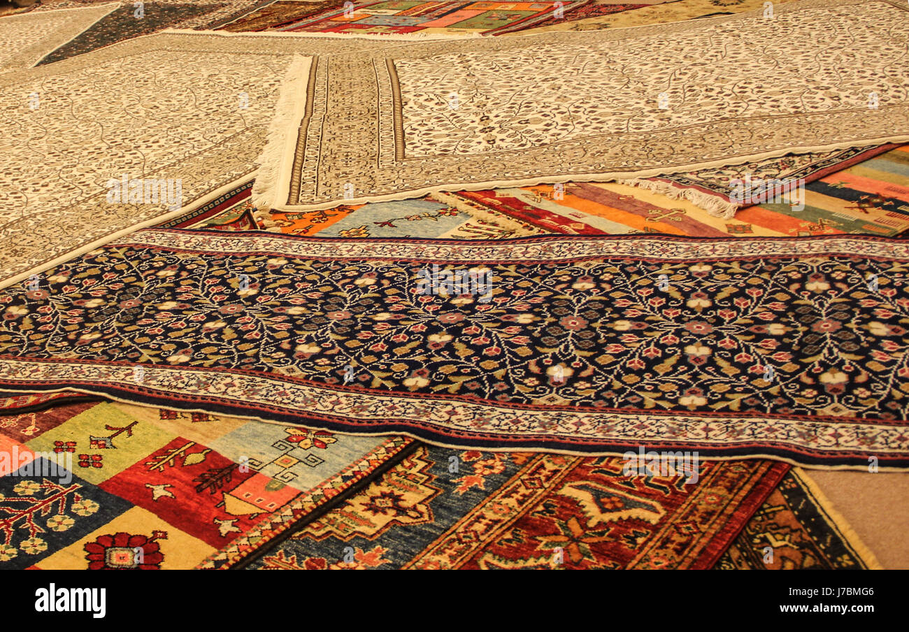 collection of oriental carpets Stock Photo - Alamy
