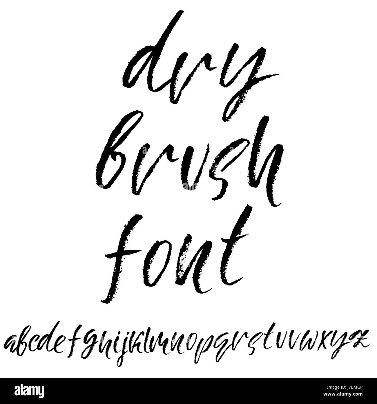 Hand drawn dry brush font. Modern brush lettering. Grunge style ...
