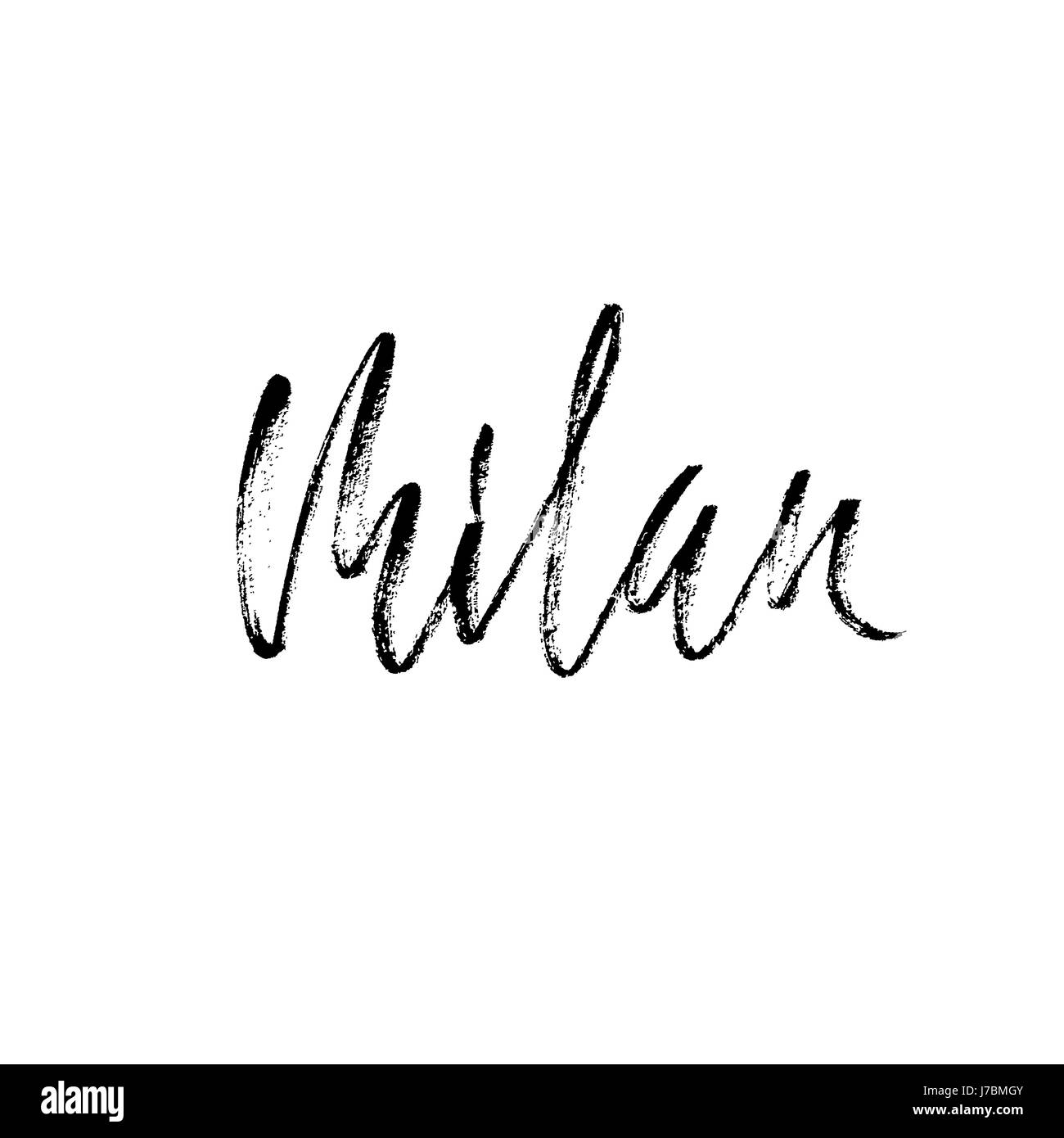 Milan, Italy. City typography lettering design. Hand drawn brush ...
