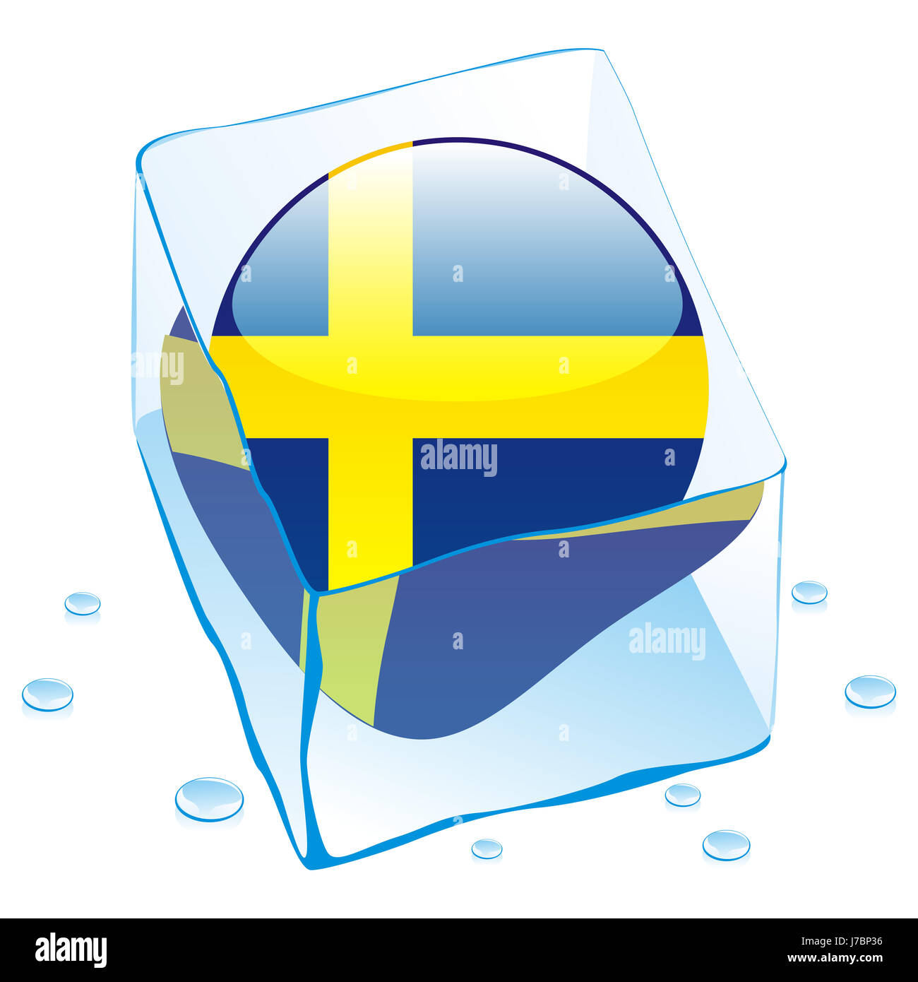 sweden cold catarrh illustration flag freeze ice blue object travel ...