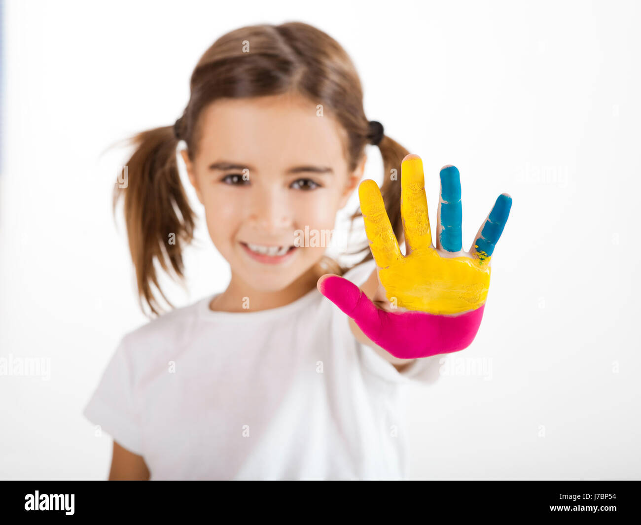 hand hands colour paint kid delighted unambitious enthusiastic merry ...