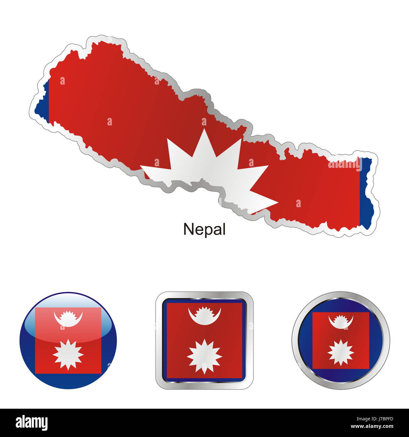 asia illustration flag button nepal travel colour emblem asia ...
