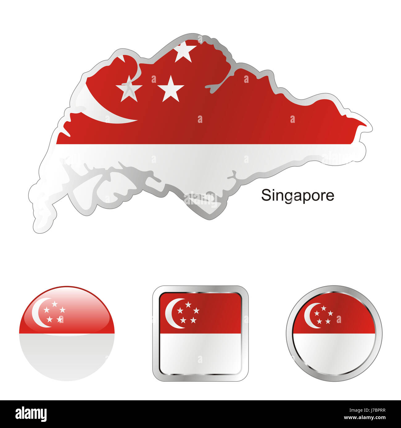 asia illustration flag singapore button travel colour emblem asia ...