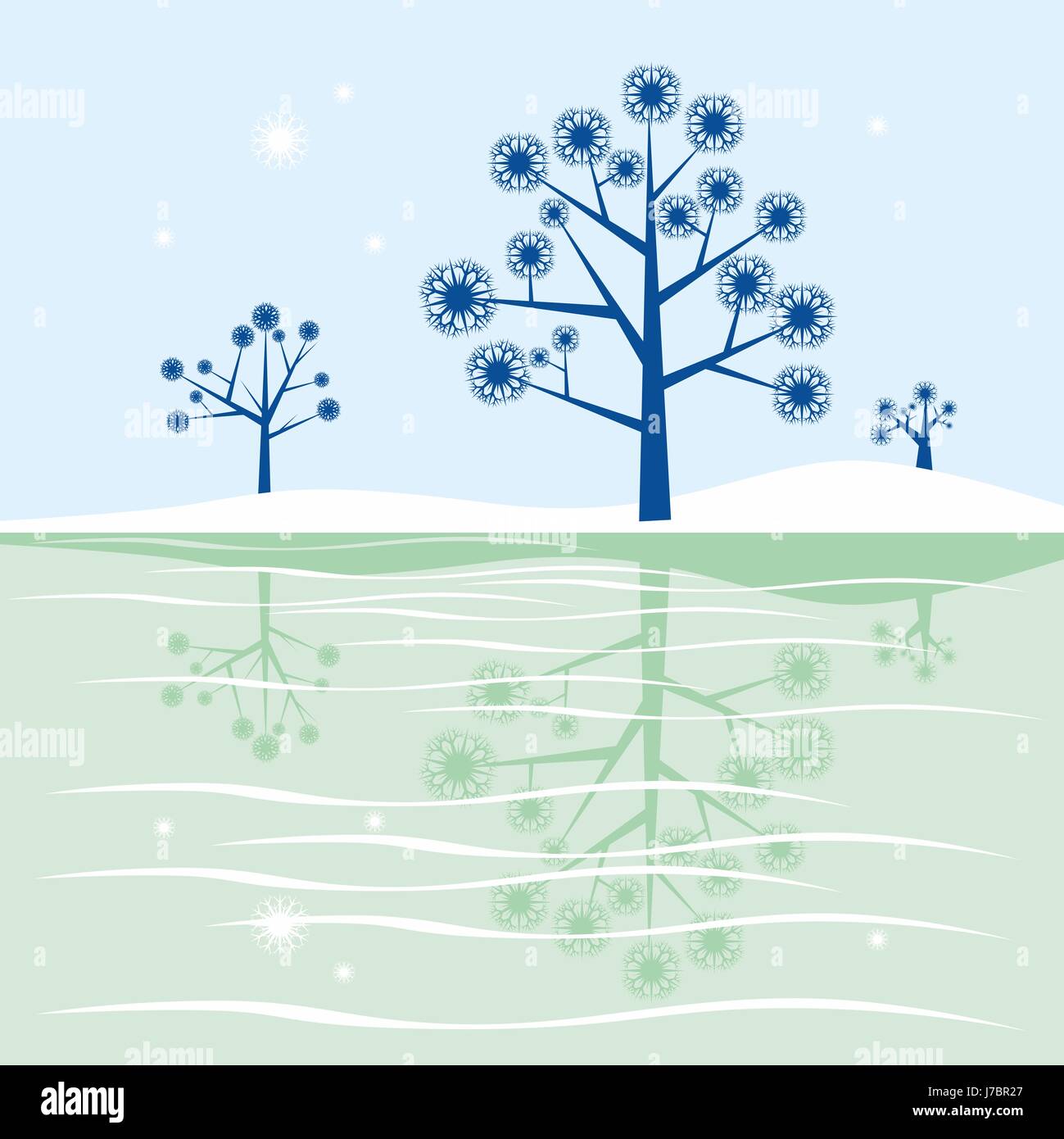 tree trees winter frozen fresh water lake inland water water landscape ...