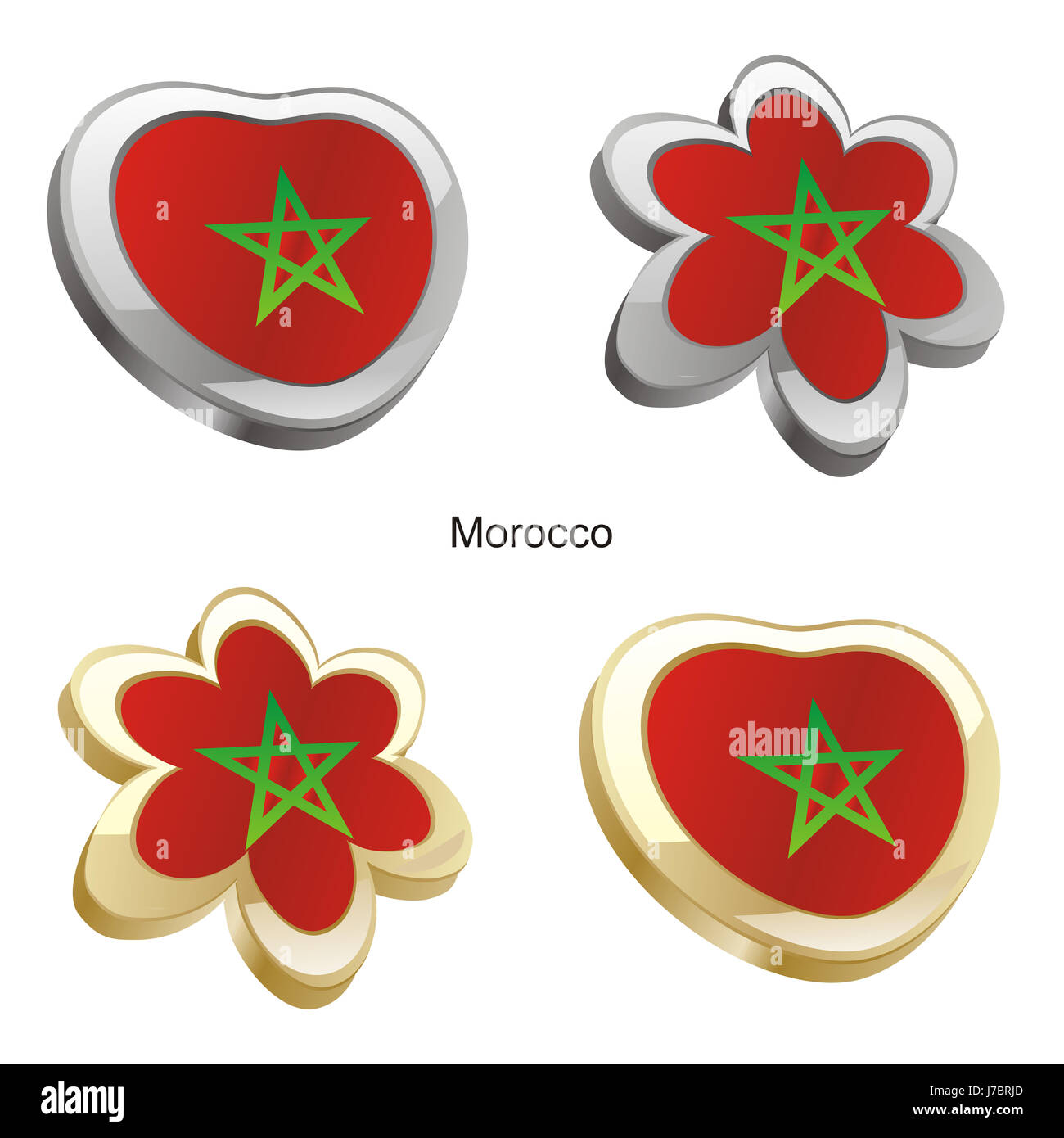 flower plant illustration flag morocco heart travel colour emblem ...
