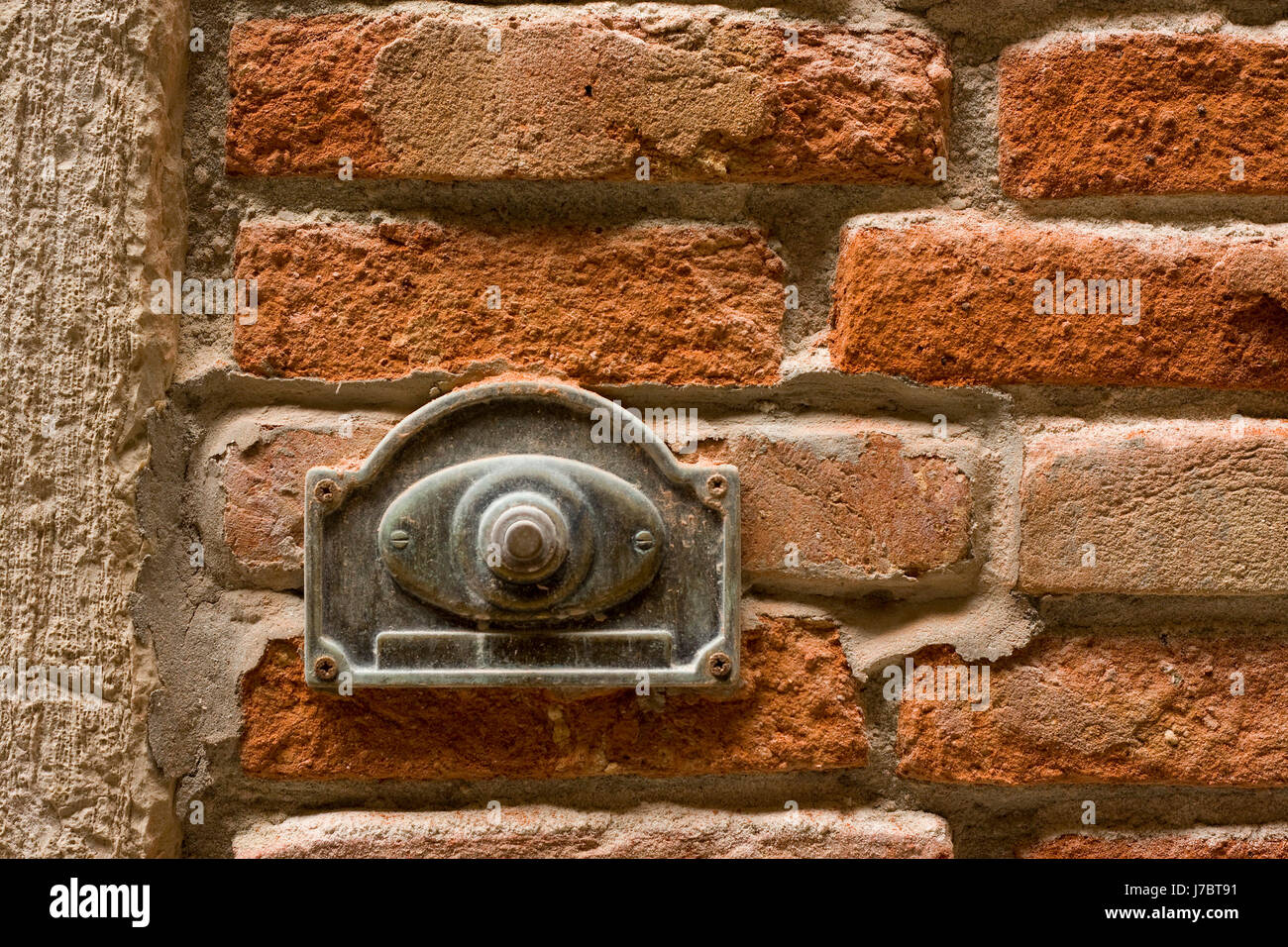 house building wall bell simple weathered bricks backdrop background ...
