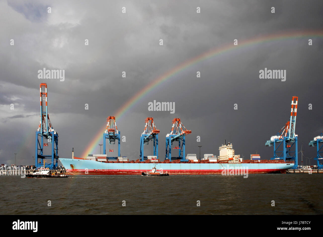 container ship rainbow terminal container port container containers ...