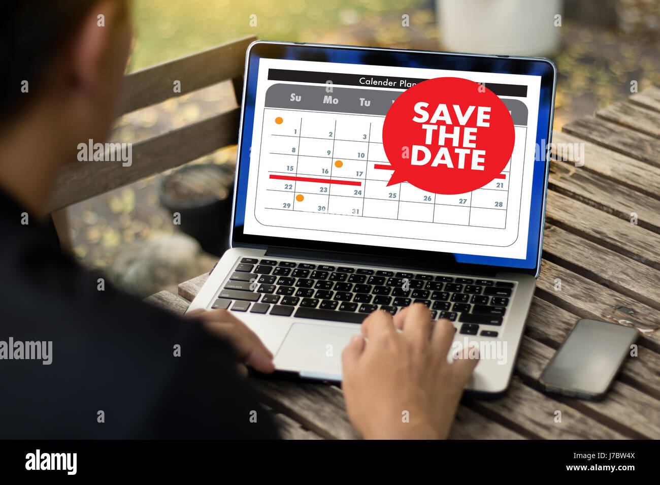 SAVE THE DATE message on a calendar Stock Photo - Alamy