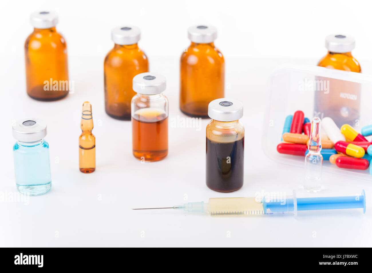 Different types of drugs on white background Stock Photo - Alamy