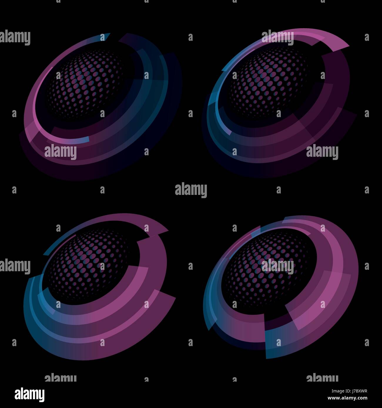 Isolated abstract colorful round shape logo set, circular frames ...