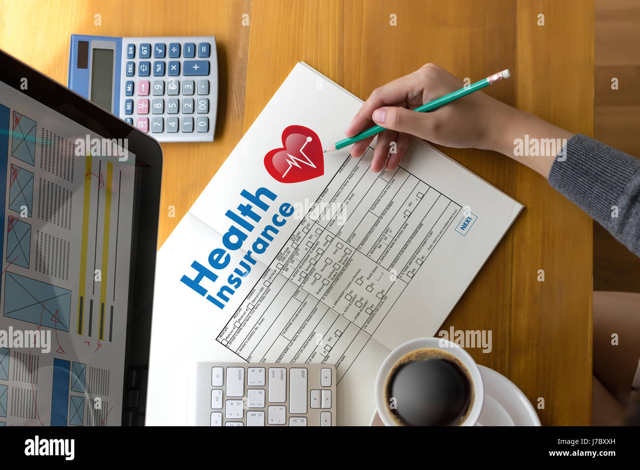 HEALTH INSURANCE Digital Application Concept health care Stock Photo ...