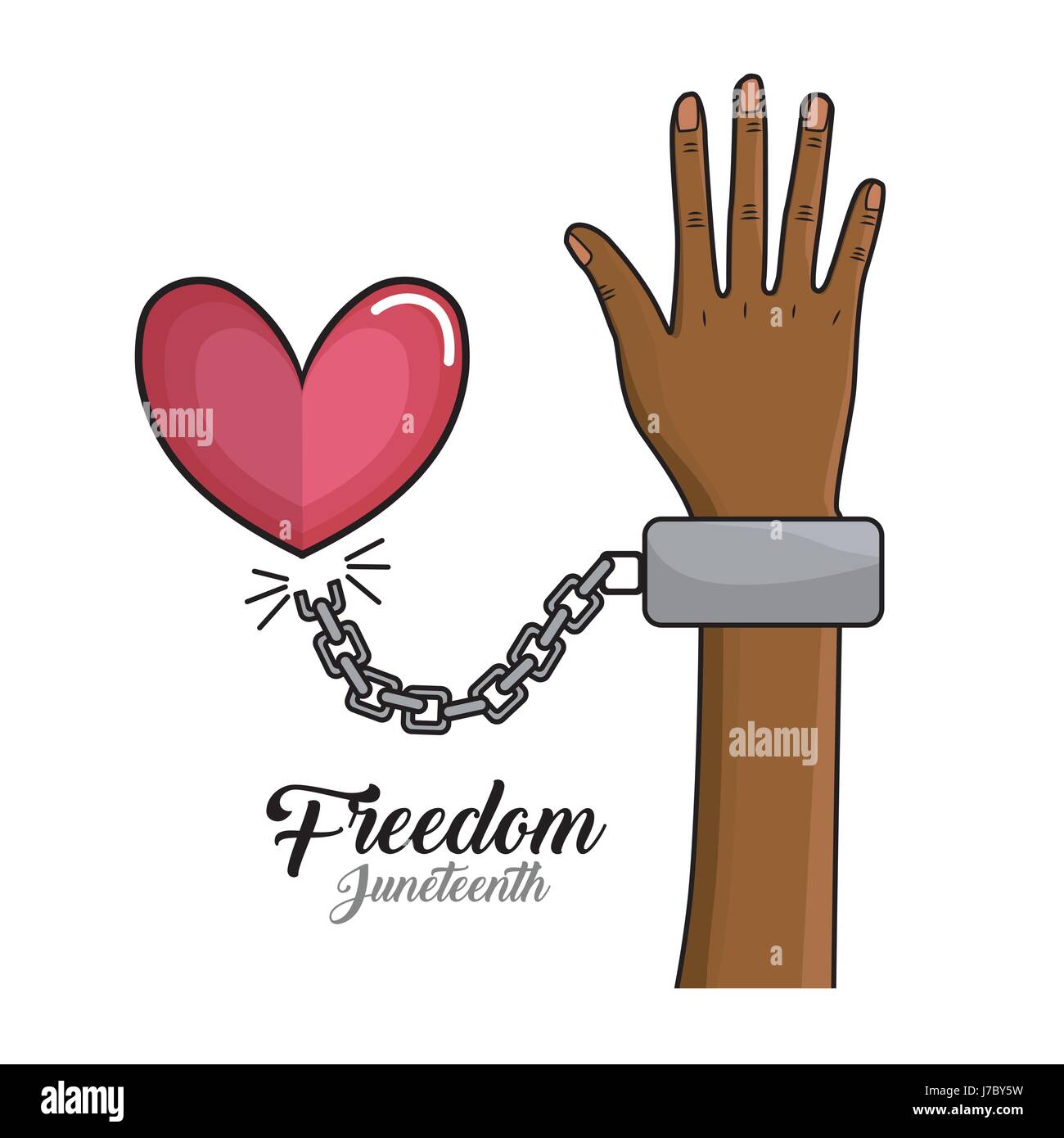 hand up with chain and heart to celebrate freedom Stock Vector Image ...