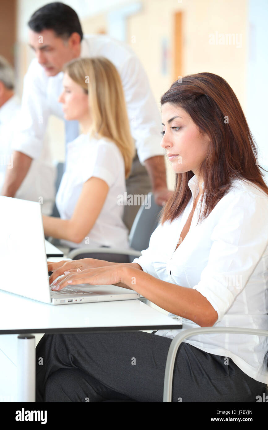 woman office seminar women presentation desk secretary female modern ...