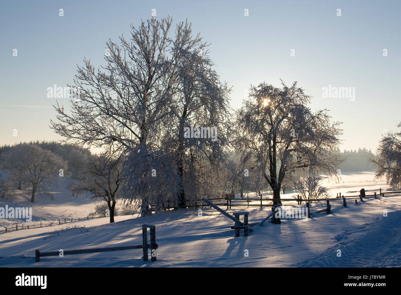 winter idyll in the evening Stock Photo - Alamy