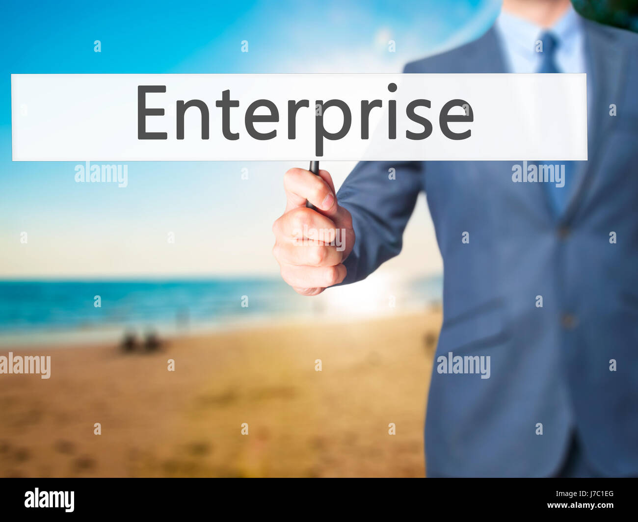 Enterprise - Businessman hand holding sign. Business, technology ...