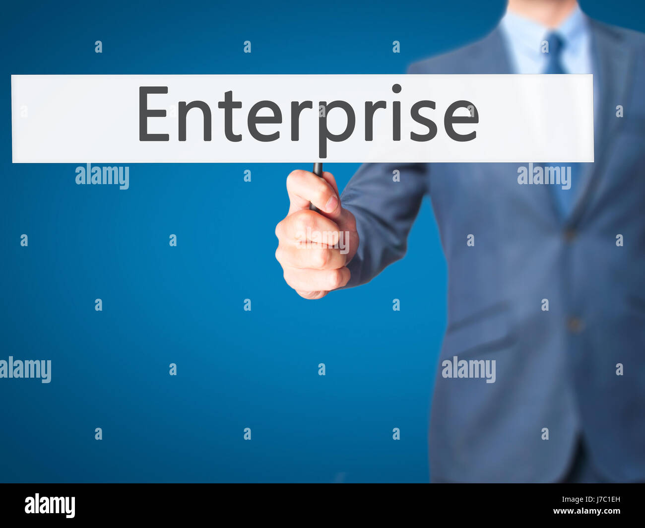 Enterprise - Businessman hand holding sign. Business, technology ...