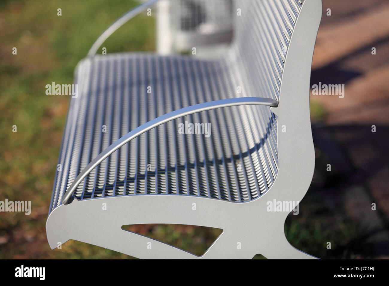 park bench detail - park bench detailed view Stock Photo - Alamy