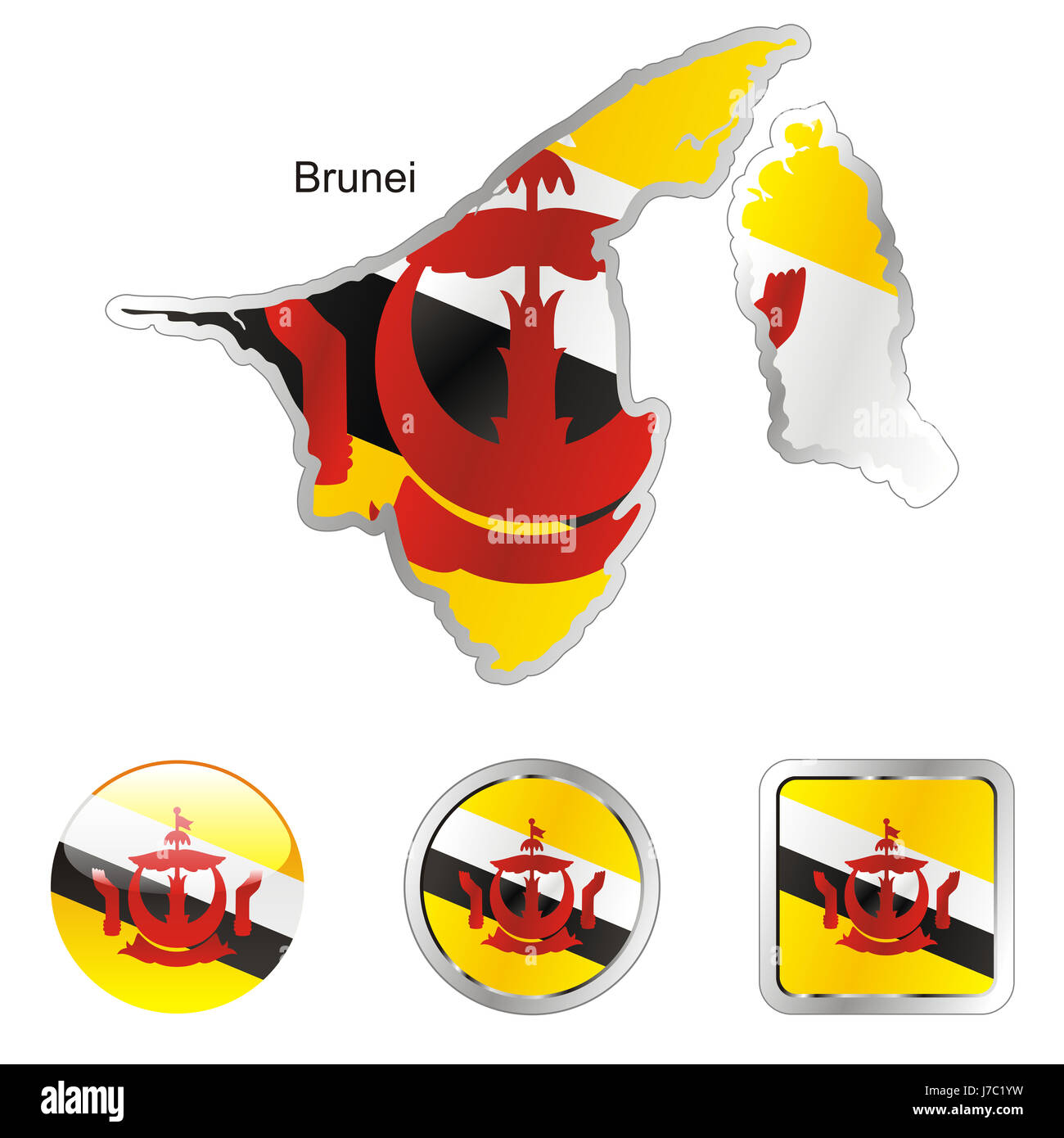 asia illustration flag button brunei travel colour emblem asia ...