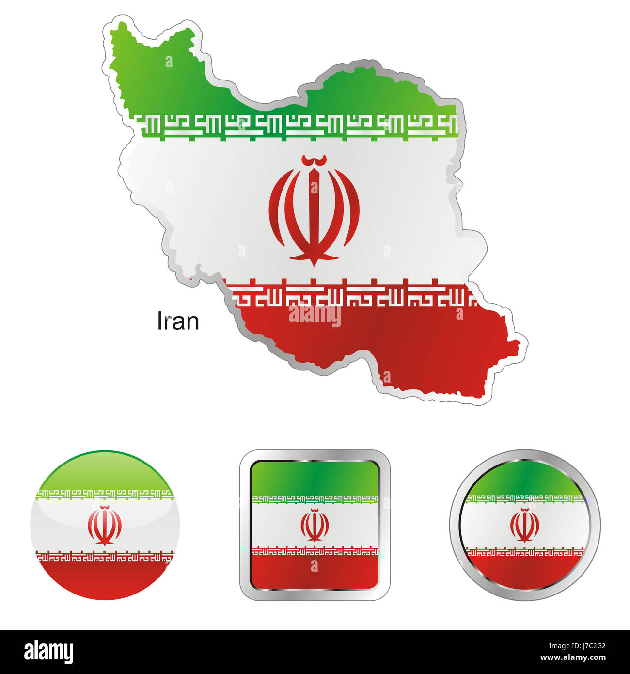 asia illustration flag button iran travel colour emblem asia ...