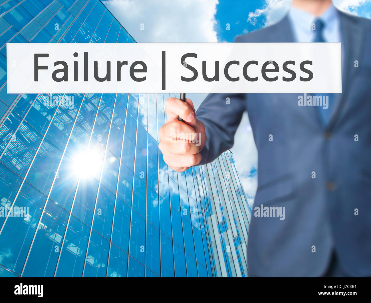 Failure Success - Businessman hand holding sign. Business, technology ...