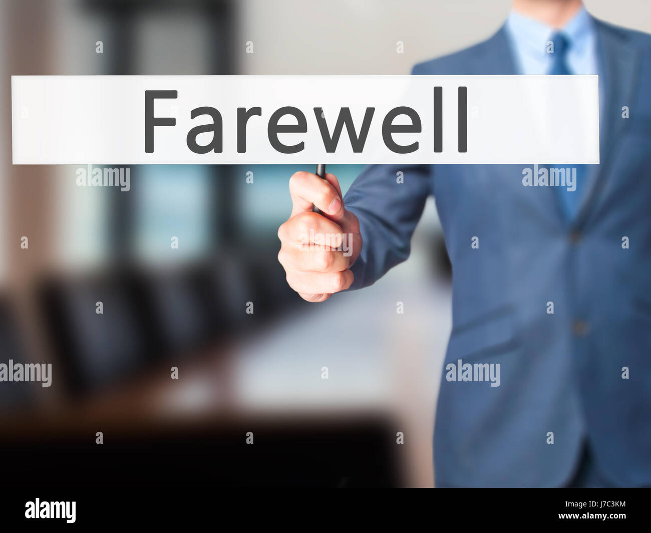 Farewell - Businessman hand holding sign. Business, technology ...