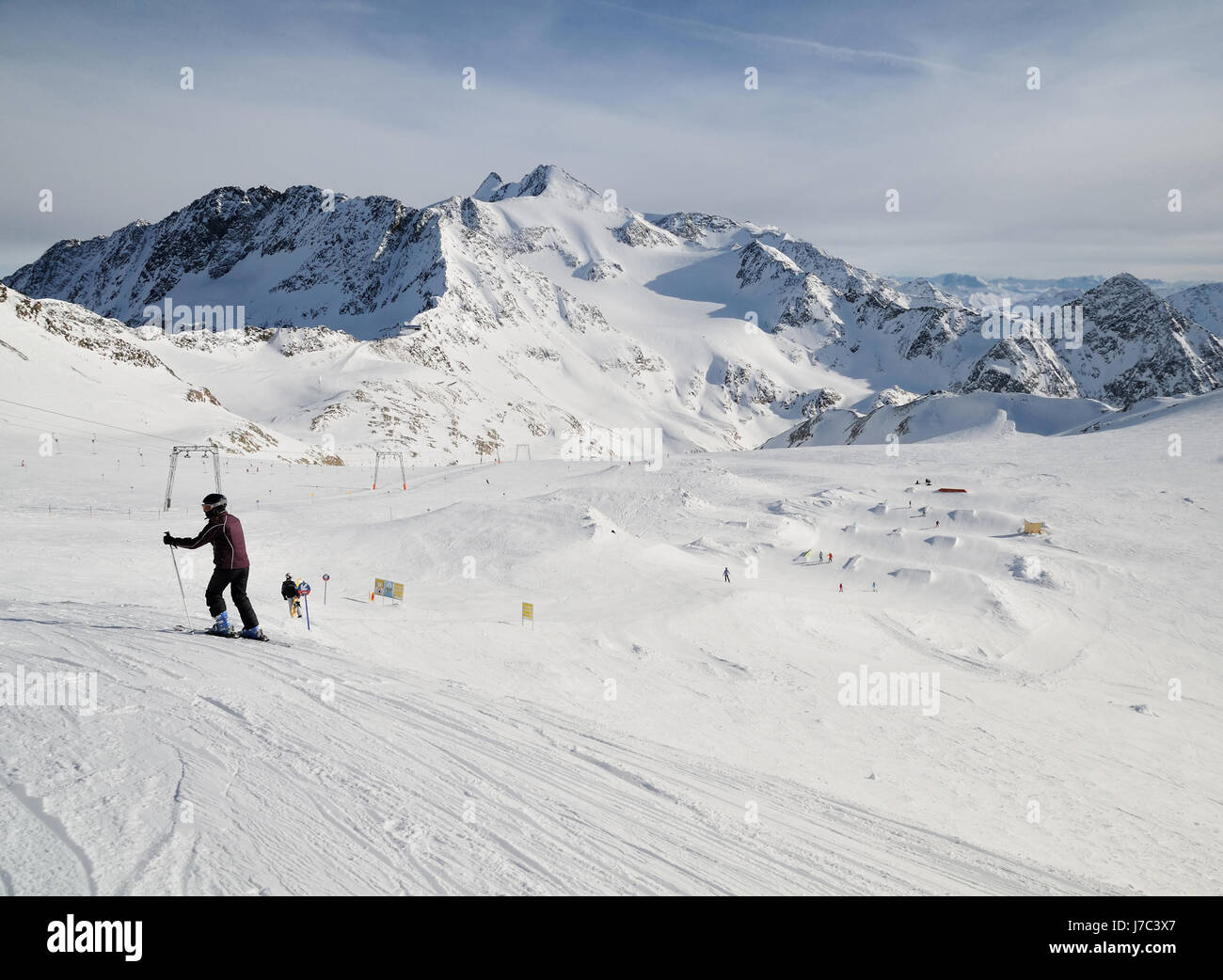 track ski runway winter landscape blue tree trees winter alps blank ...