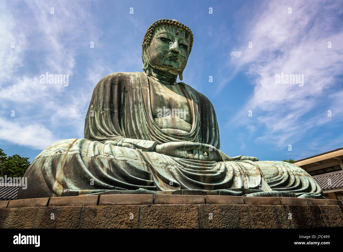 The Great Buddha of Kamakura (Kamakura Daibutsu), a bronze statue of ...