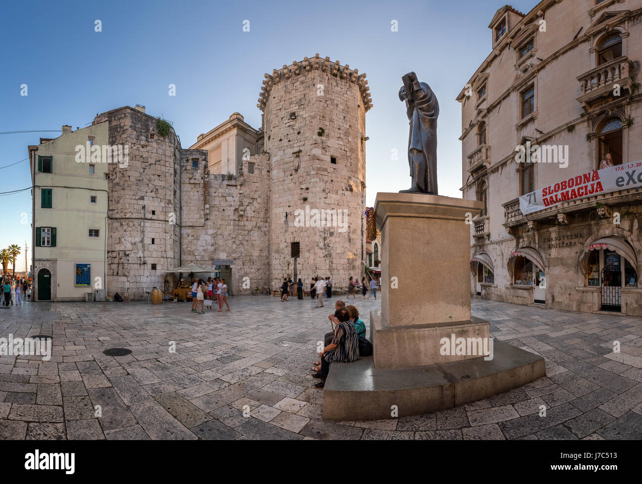 SPLIT, CROATIA - JUNE 28, 2014: Panorama of Brace Radic square and ...