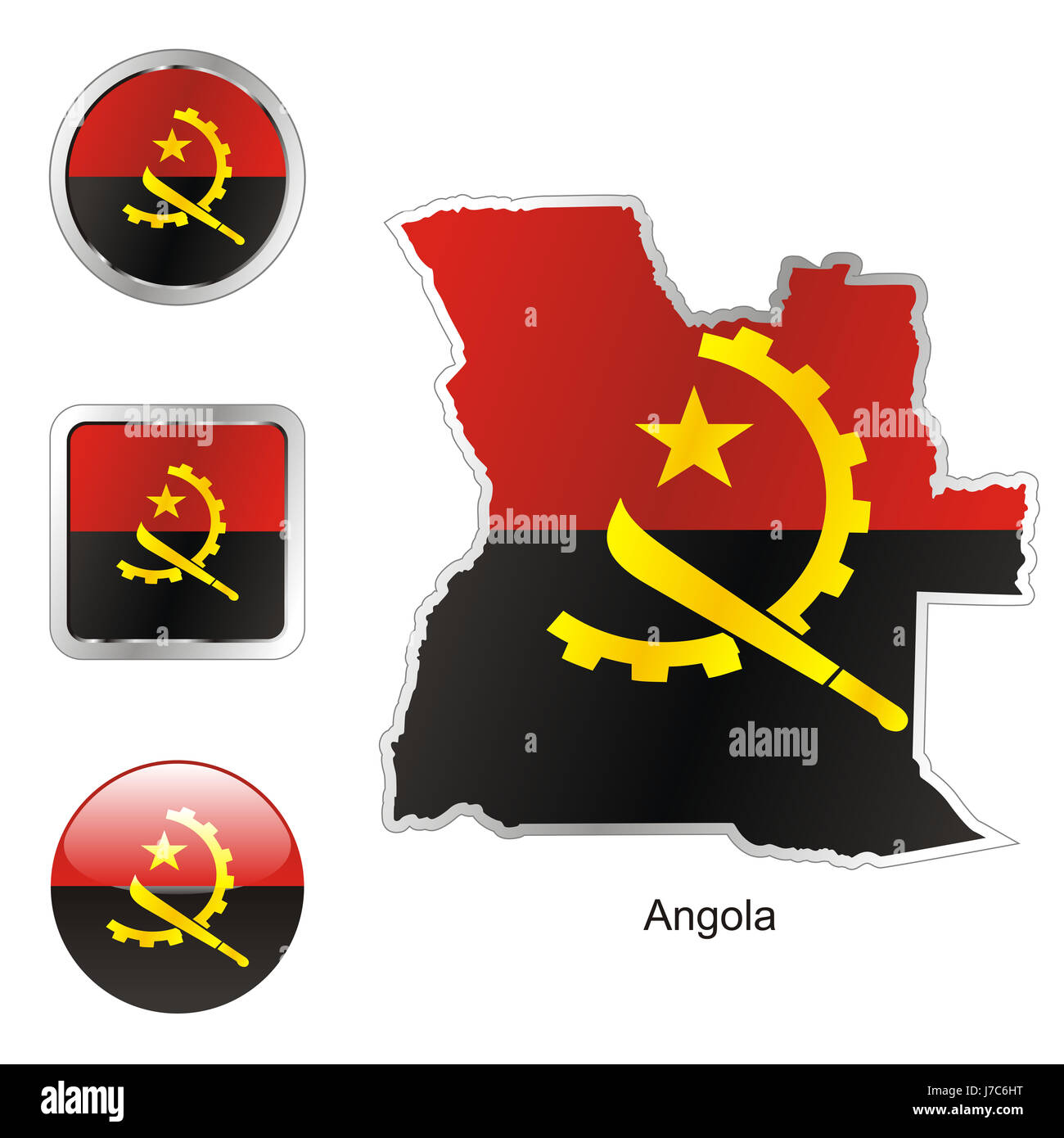 illustration flag button angola travel colour emblem africa ...