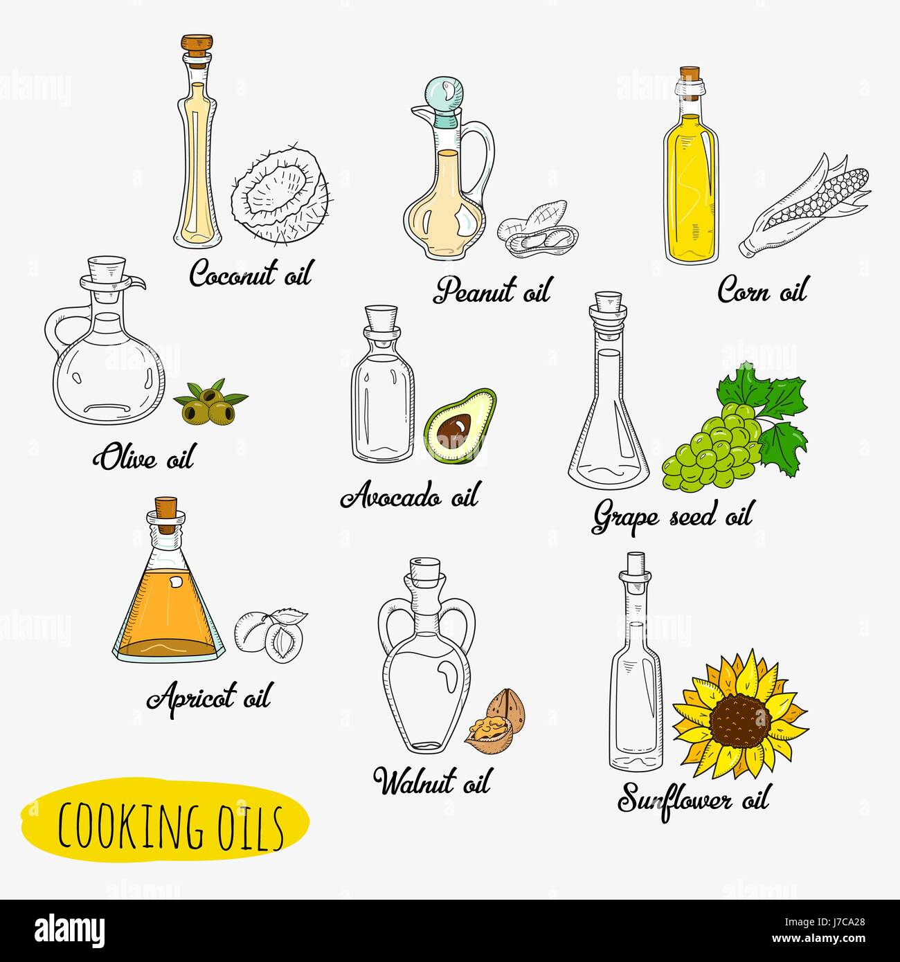 9 isolated doodle cooking oils Stock Vector Image & Art - Alamy