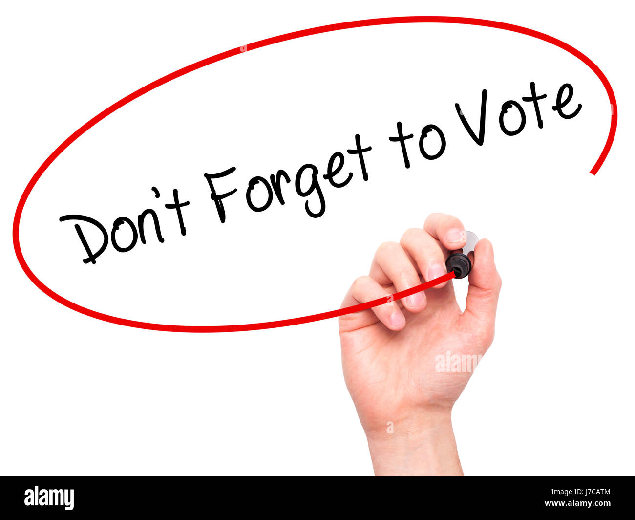 Man Hand writing Don't Forget to Vote with black marker on visual ...