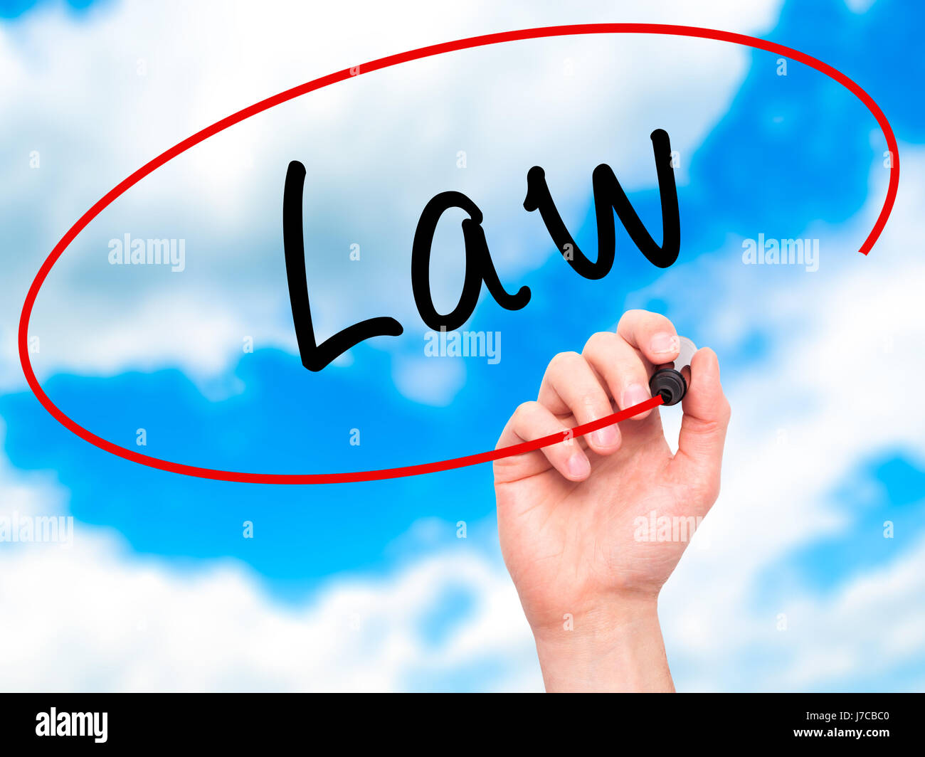 Man Hand writing Law with black marker on visual screen. Isolated on ...