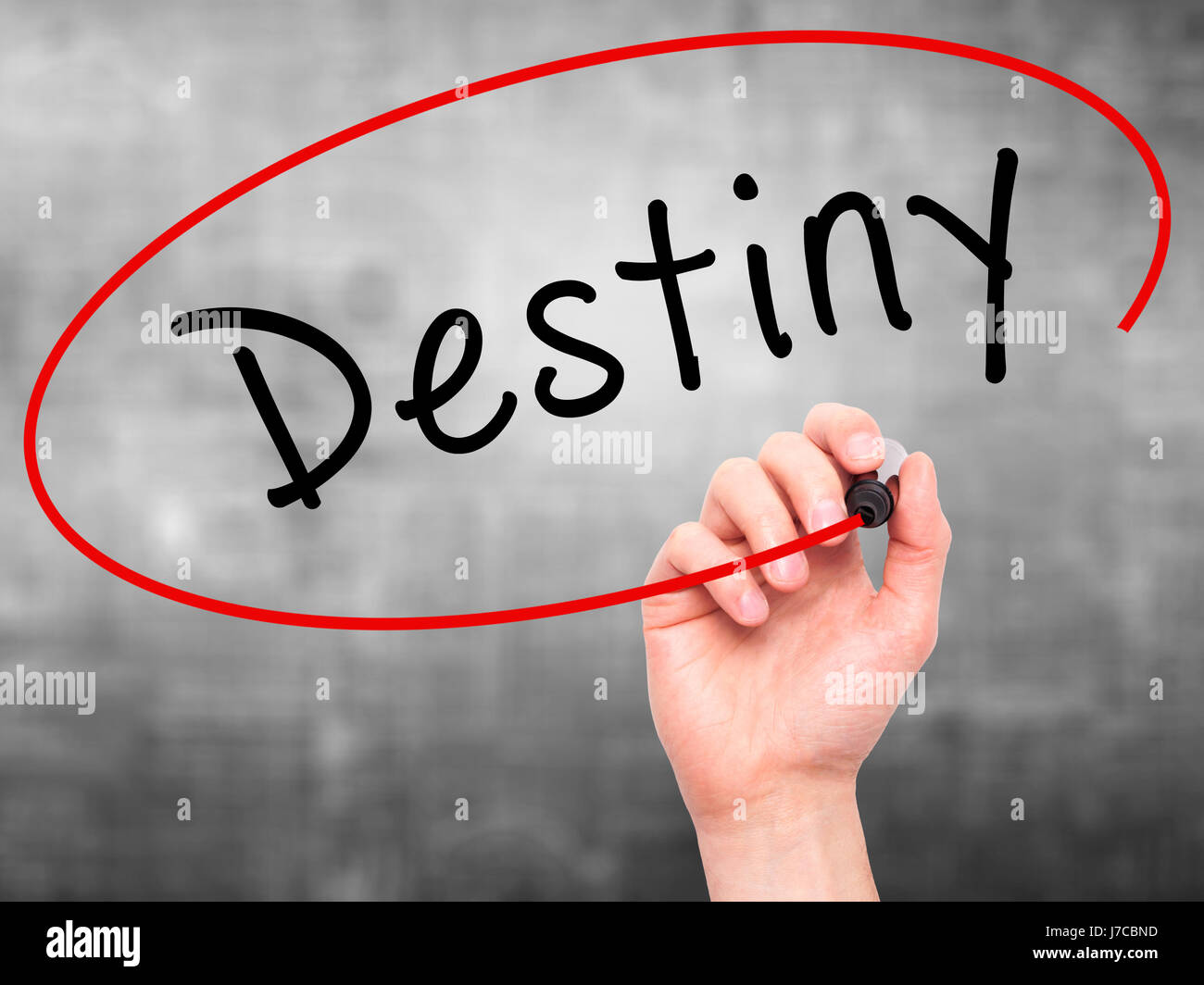 Man Hand writing Destiny black marker on visual screen. Isolated on ...