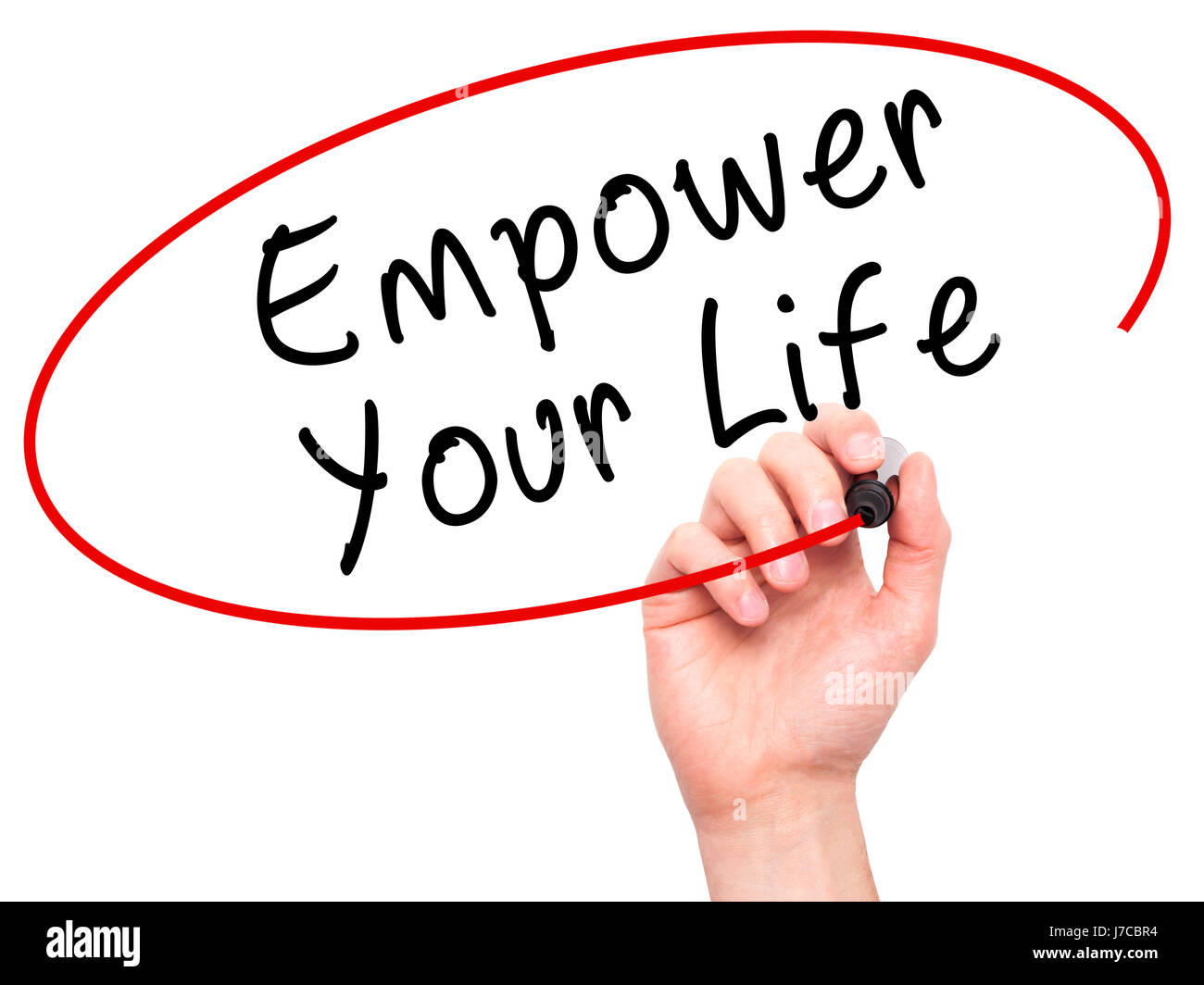 Man Hand writing Empower Yourself with black marker on visual screen ...