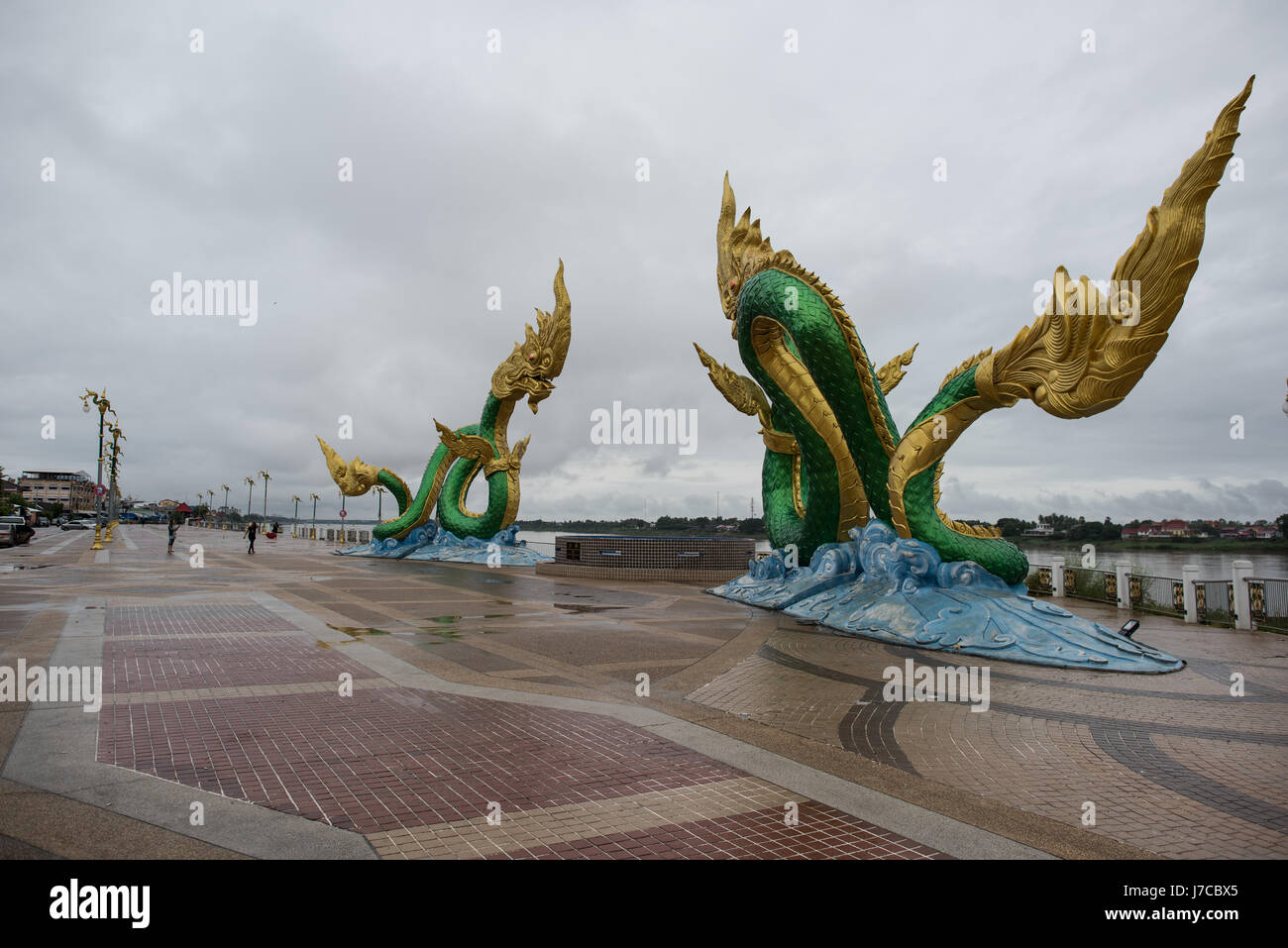 naga statue at Mekong Riverside nong khai thailand Stock Photo - Alamy