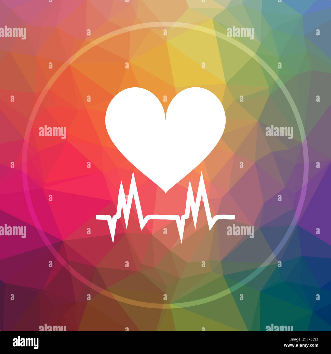 Heart icon. Heart website button on low poly background Stock Photo - Alamy