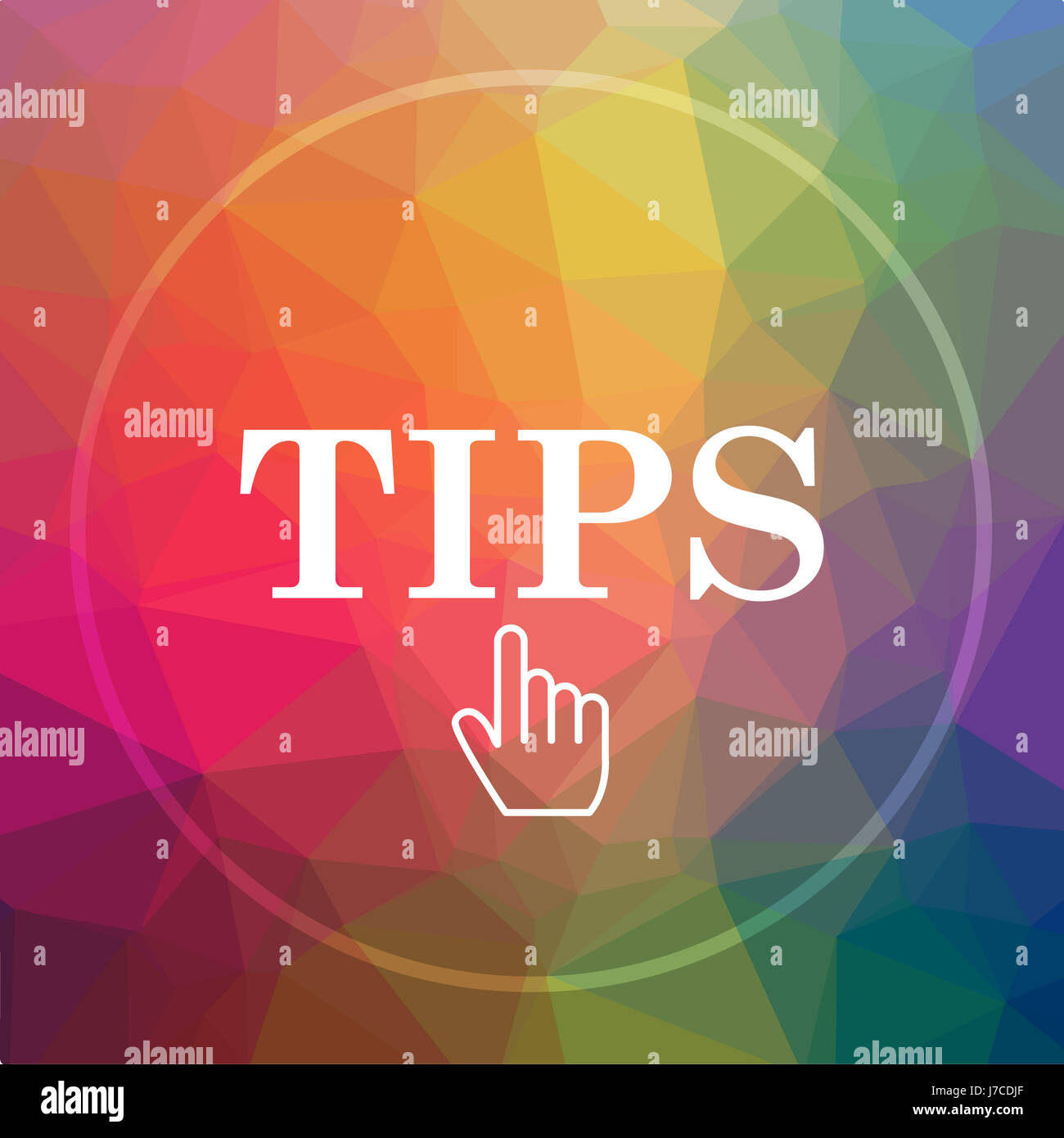Tips icon. Tips website button on low poly background Stock Photo - Alamy