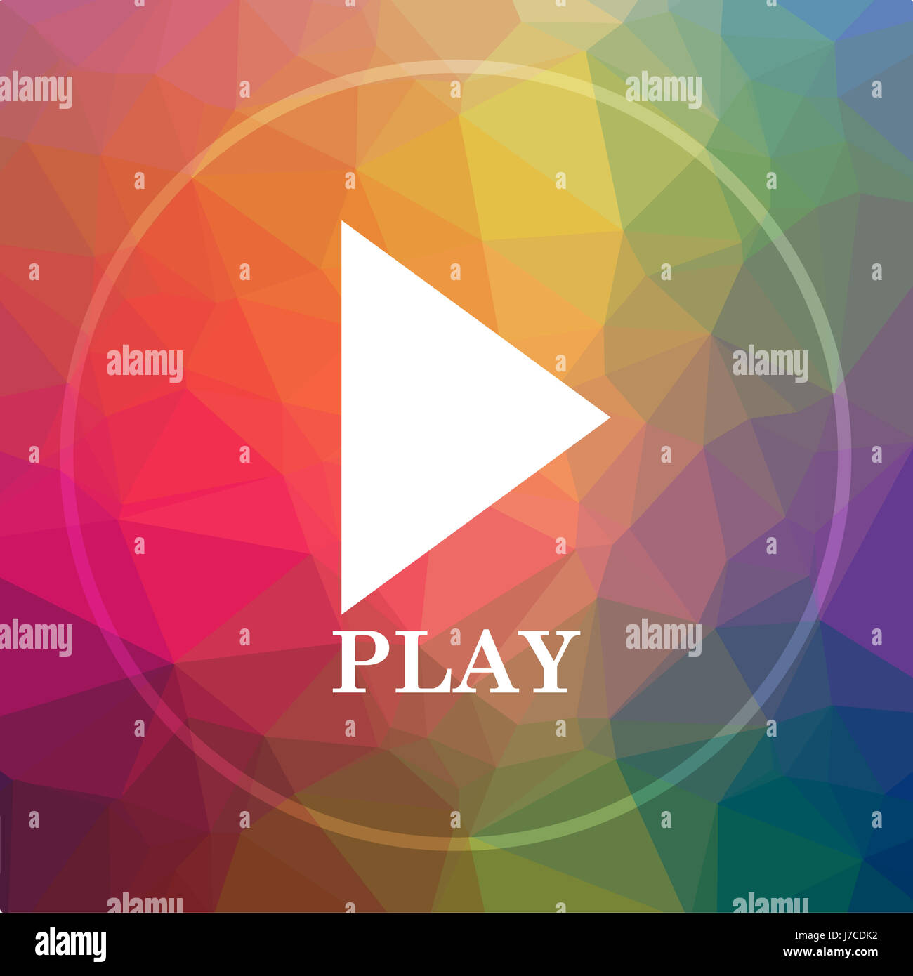 Play icon. Play website button on low poly background Stock Photo - Alamy