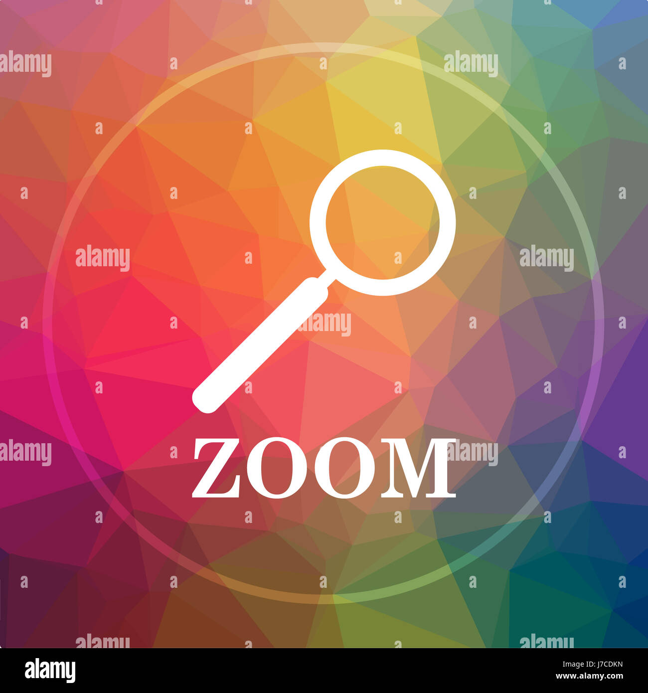 Zoom with loupe icon. Zoom with loupe website button on low poly ...