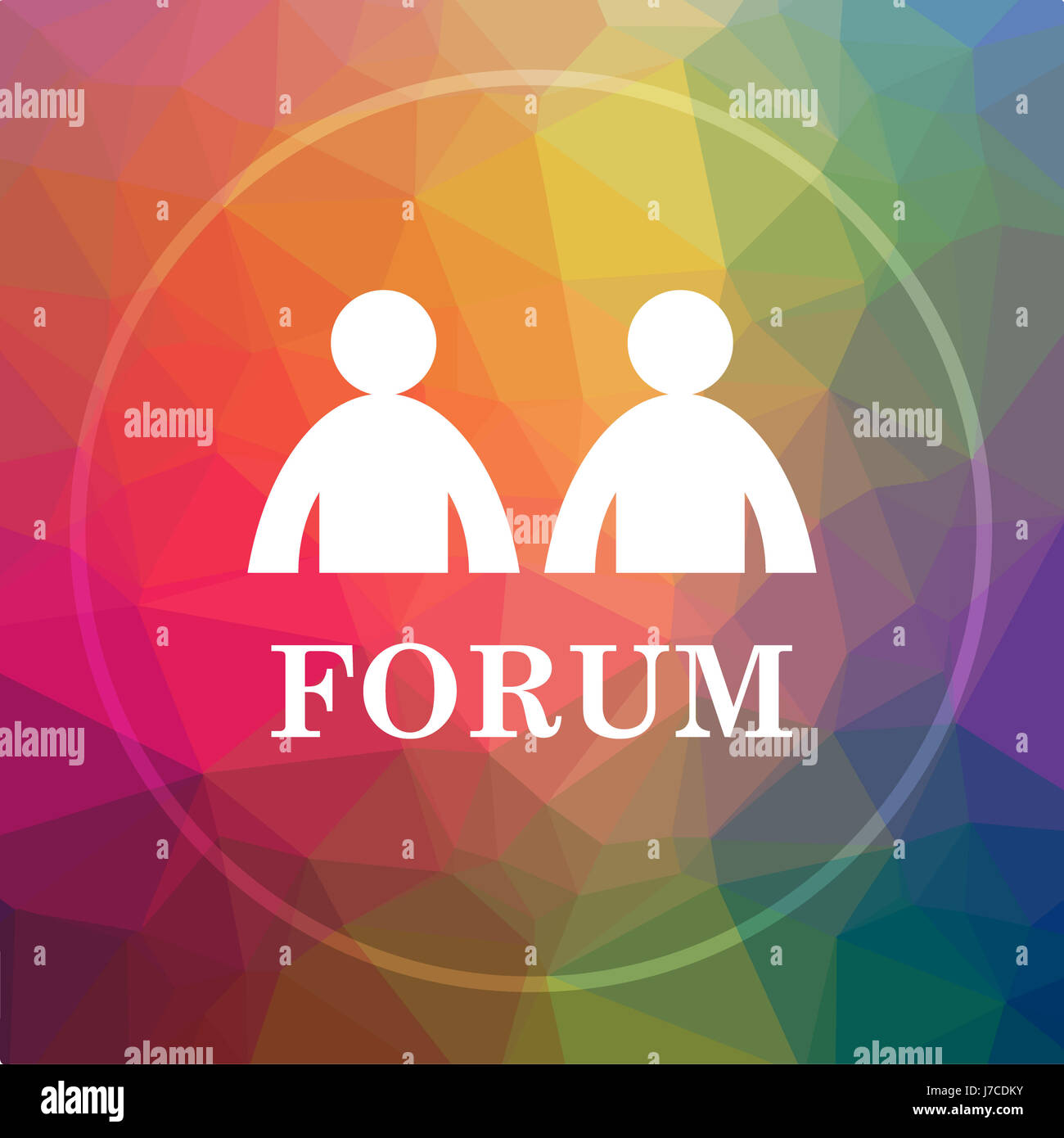 Forum icon. Forum website button on low poly background Stock Photo - Alamy