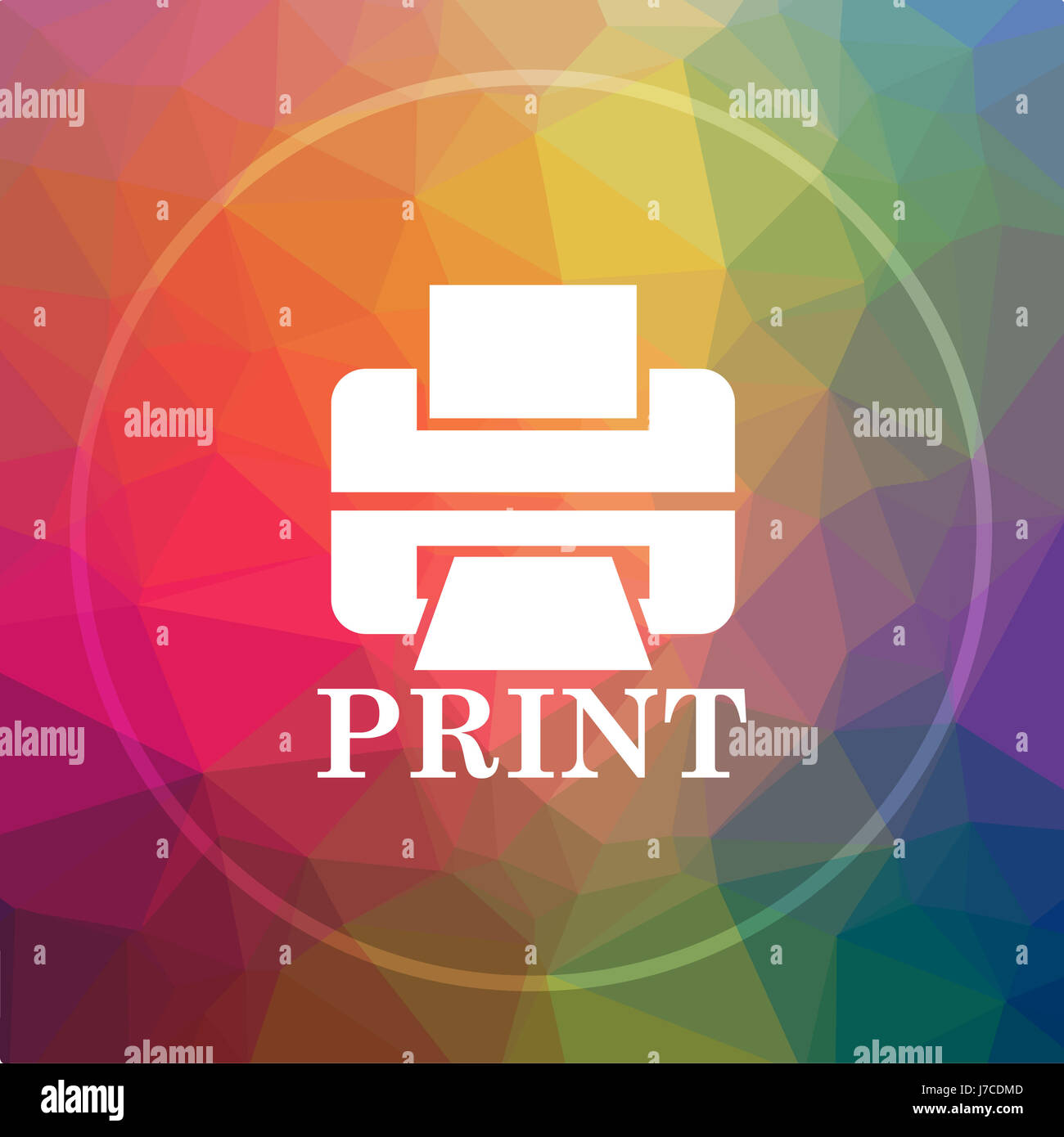 Printer with word PRINT icon. Printer with word PRINT website button on ...