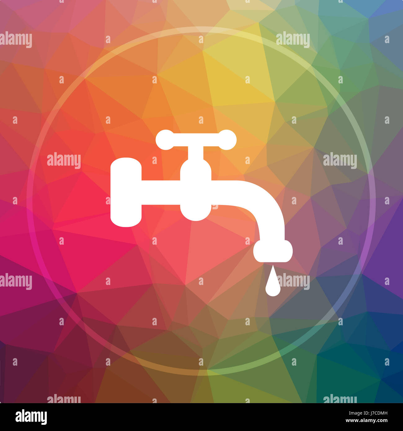 Water tap icon. Water tap website button on low poly background Stock ...